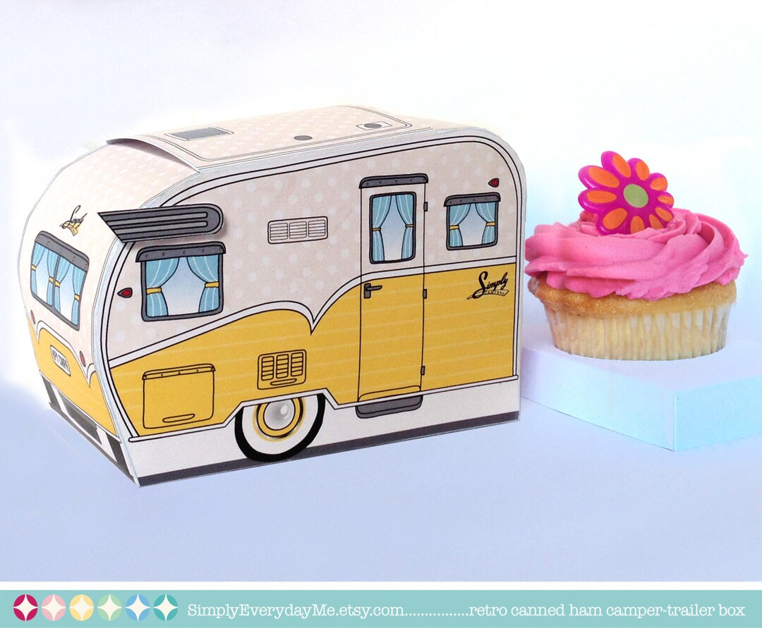 1950s RV Camper Trailer Box, Caravan Box, Cupcake Box, Gift Card Box ...