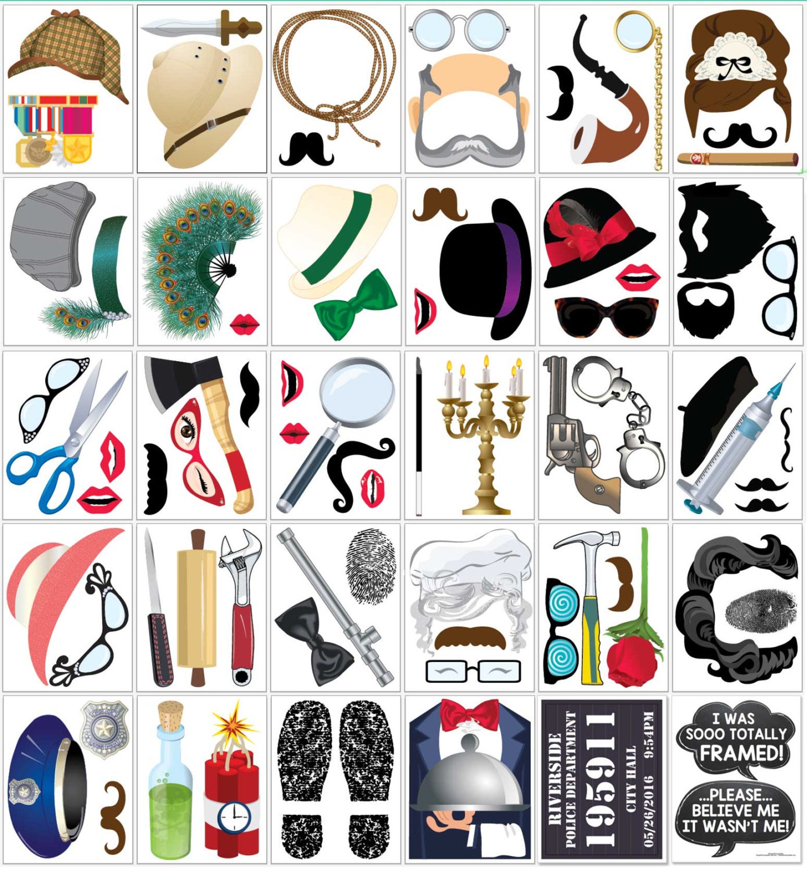Detective - Murder Mystery Photo Booth Props - Clue Birthday Party, Who ...