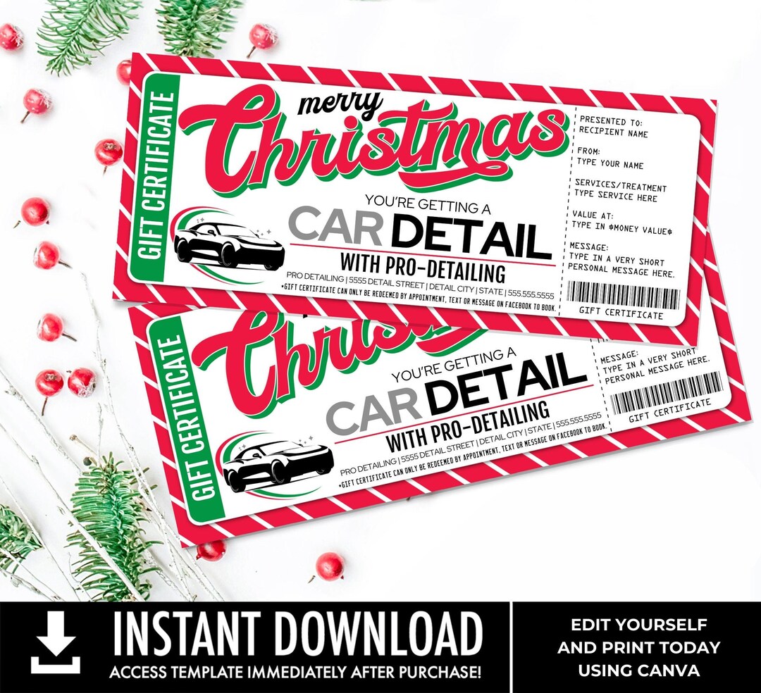 Car Detailing Christmas Gift Certificate,car Detail Surprise Gift ...