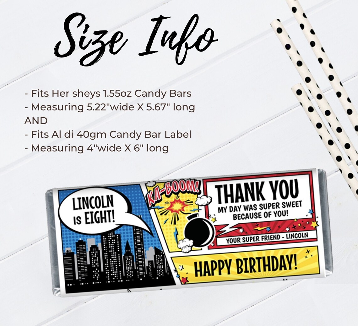 Superhero Chocolate Bar Wrapper Template, Superhero Birthday Party ...
