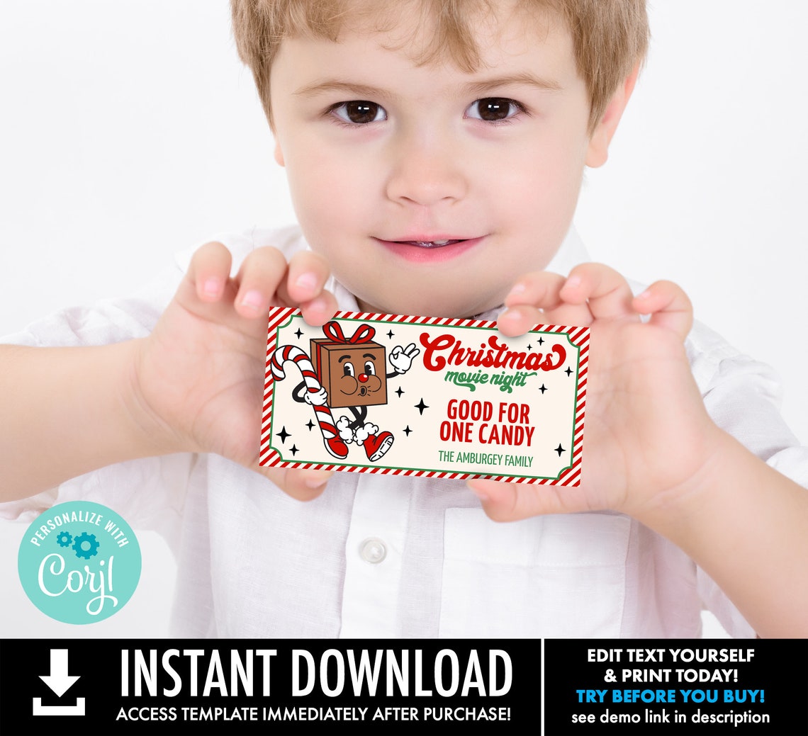 Retro Christmas Movie Night Ticketmovie Ticketretro Cinema - Etsy