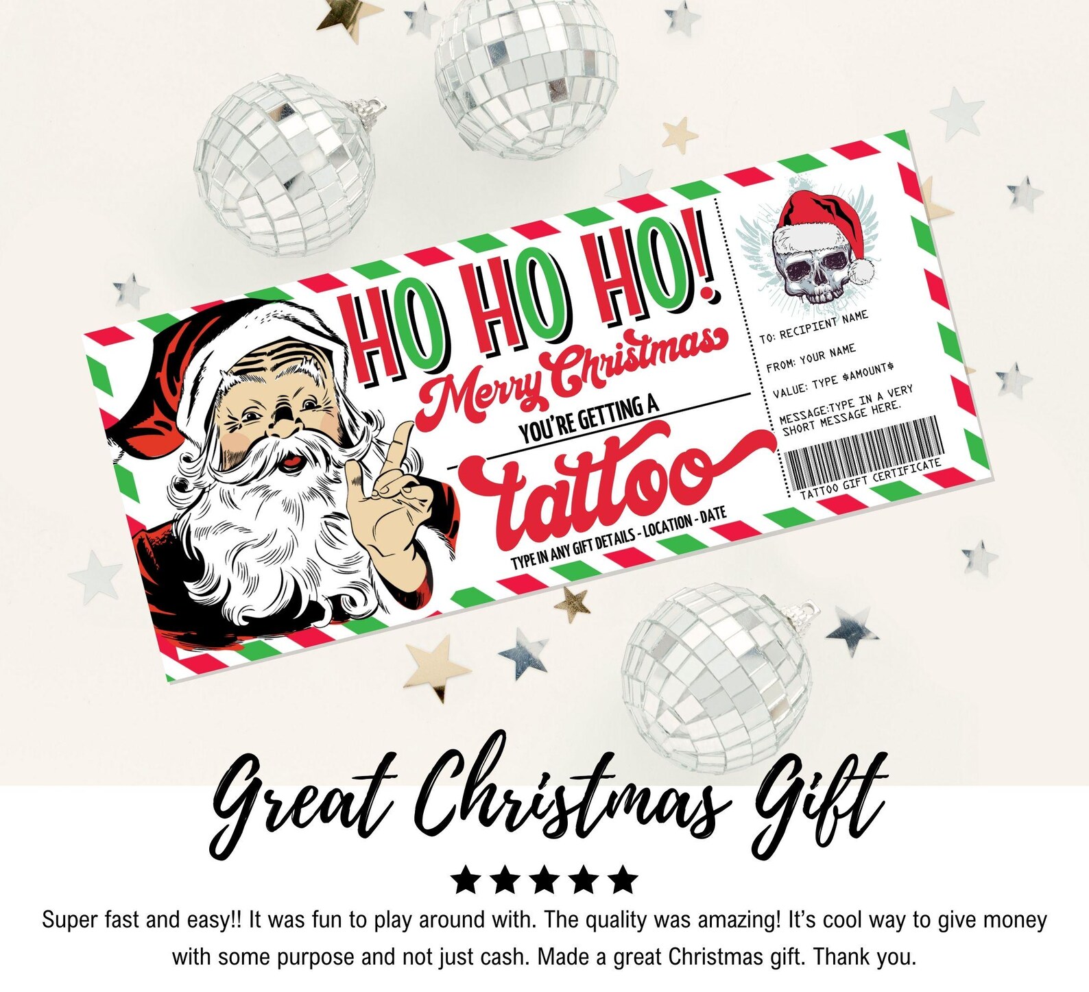 Christmas Tattoo Gift Certificate,finally Time to Get Inked Gift ...