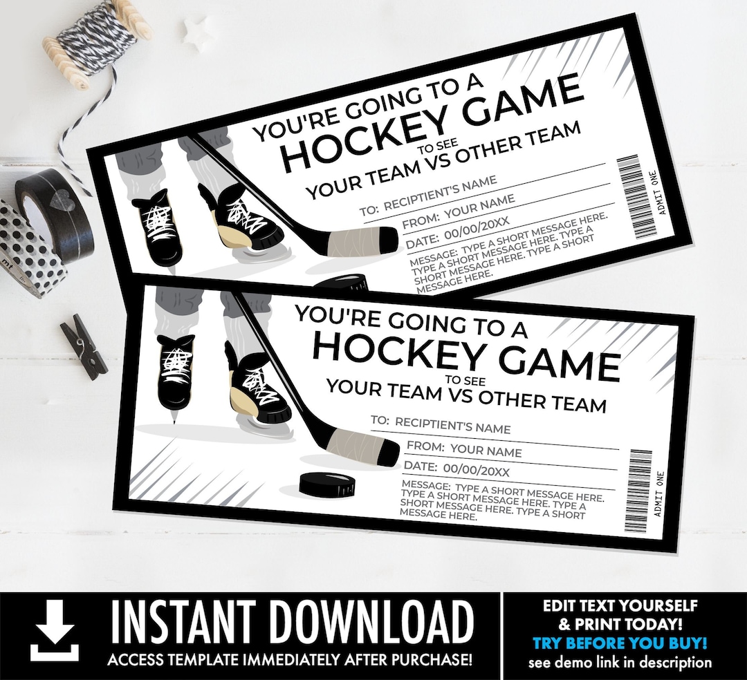 Hockey Ticket Voucher Gift Surprise Game Ticket, Gift Voucher, Surprise ...