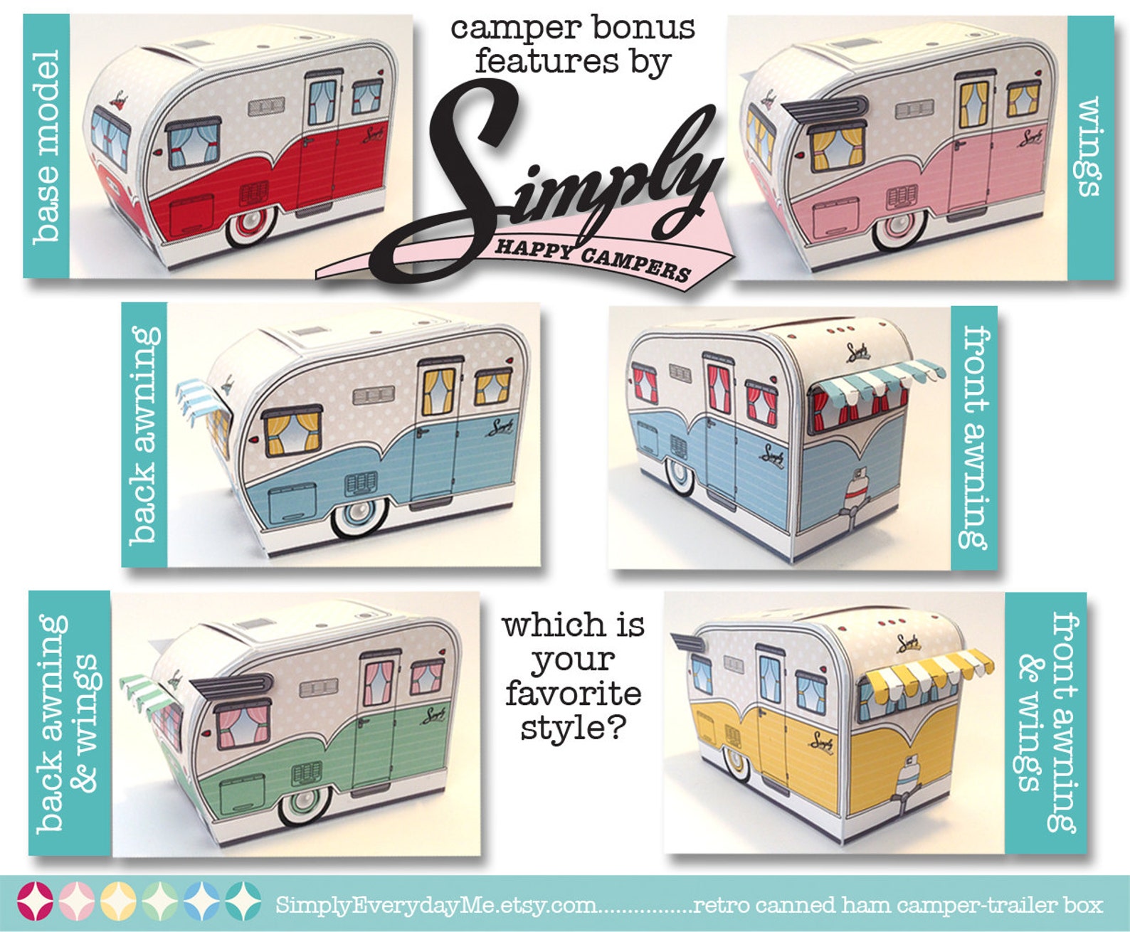 1950s RV Camper Trailer box Caravan Box cupcake box gift | Etsy