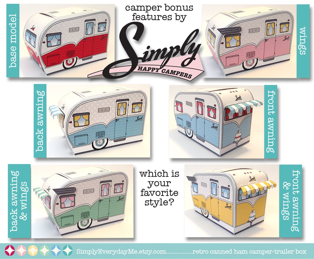 1950s RV Camper Trailer box Caravan Box cupcake box gift | Etsy