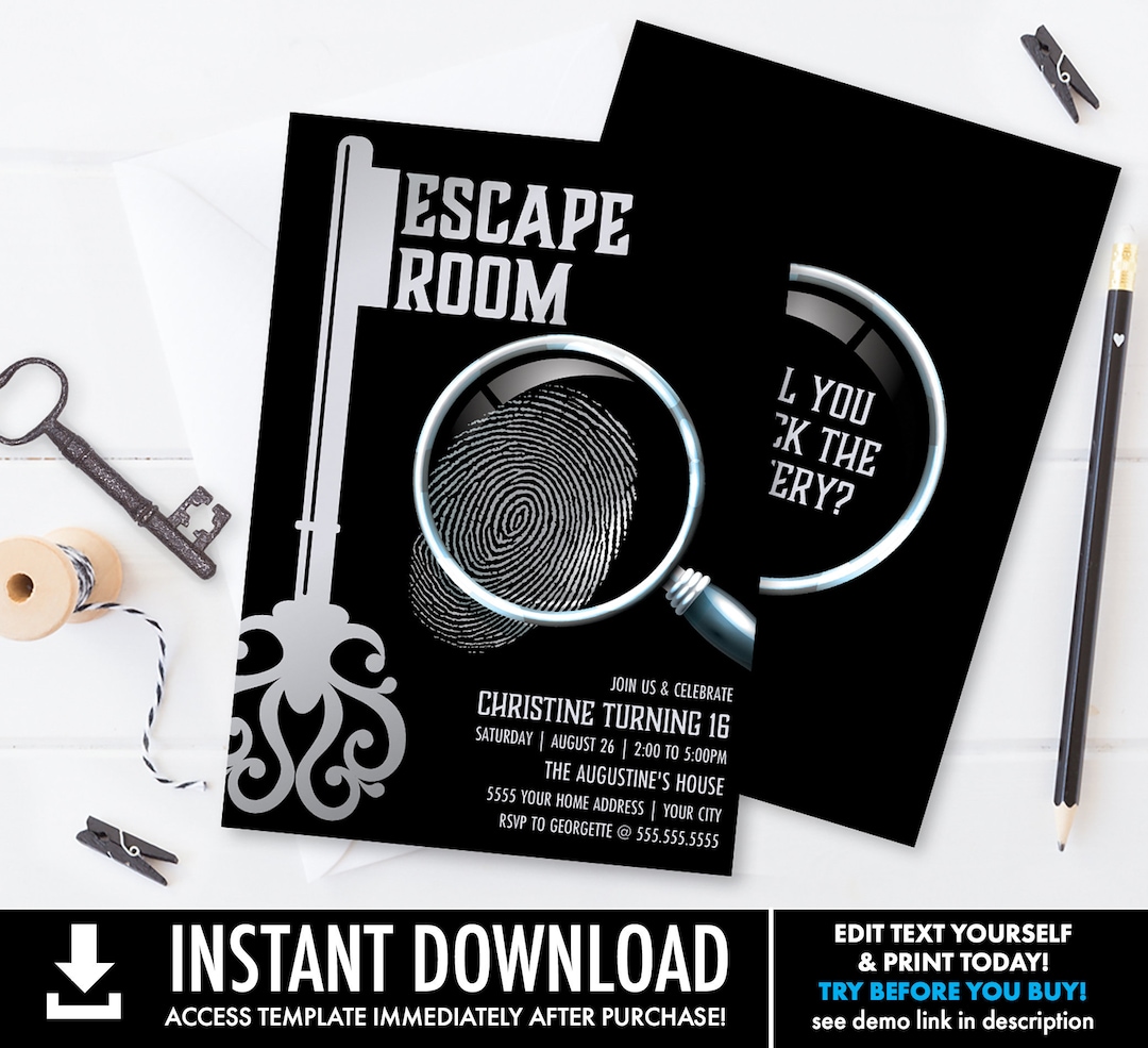 Escape Room Invitation, Escape Room Party,mystery Party Invite | Self ...