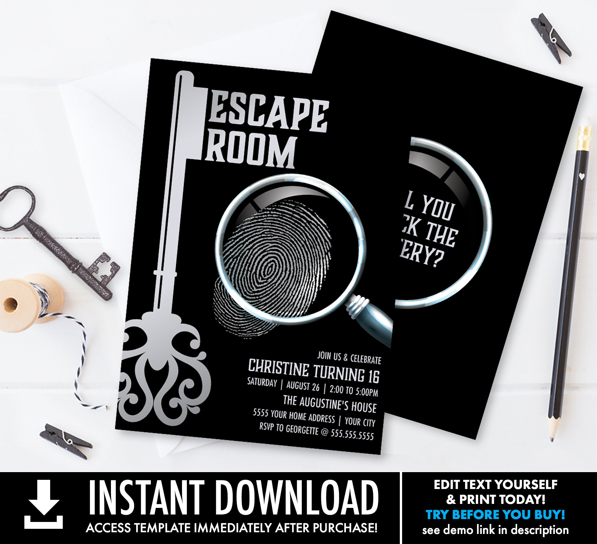 Escape Room Invitation, Escape Room Party,mystery Party Invite | Self ...