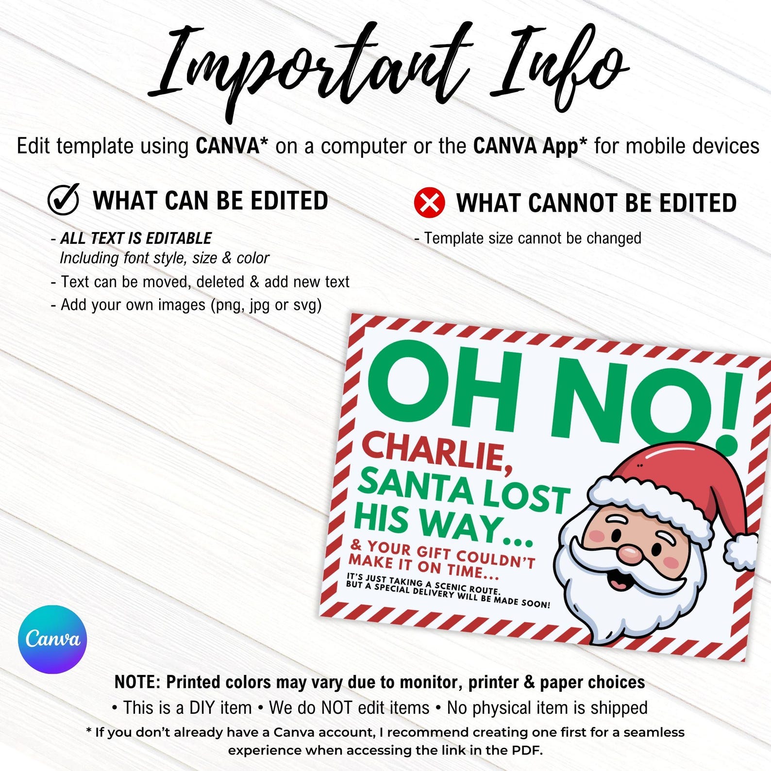 Late Christmas Gift Notice From Santa, Missing Gift Card, Delayed ...