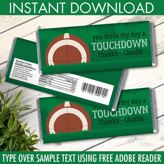 Football Candy Bar Label/Wrapper Football Birthday | Etsy