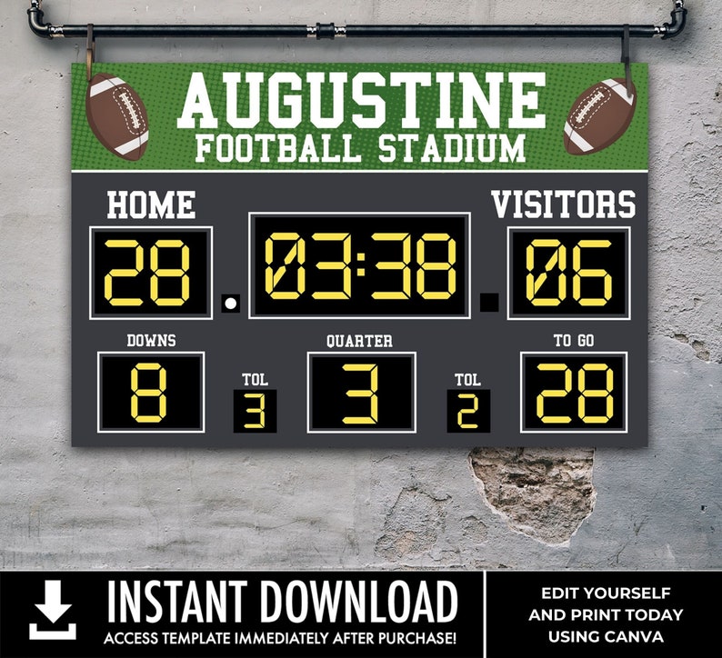 Football Scoreboard 48"x36" Party Sign/poster, Scoreboard Party Sign ...