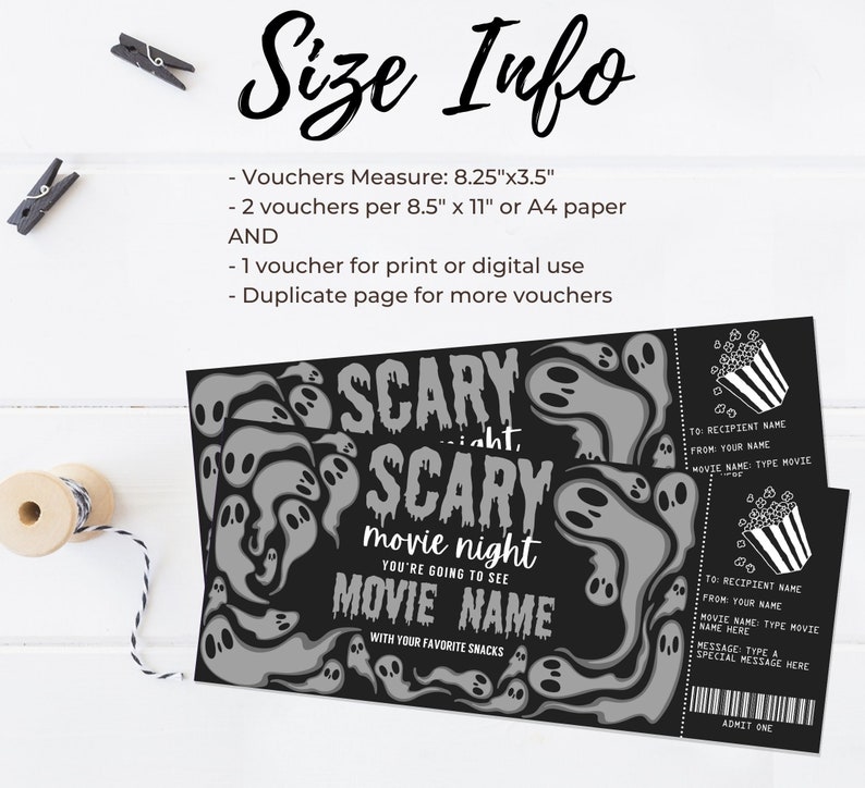 Halloween Scary Movie Night Mini Tickets, Spooky Movie Night Party ...