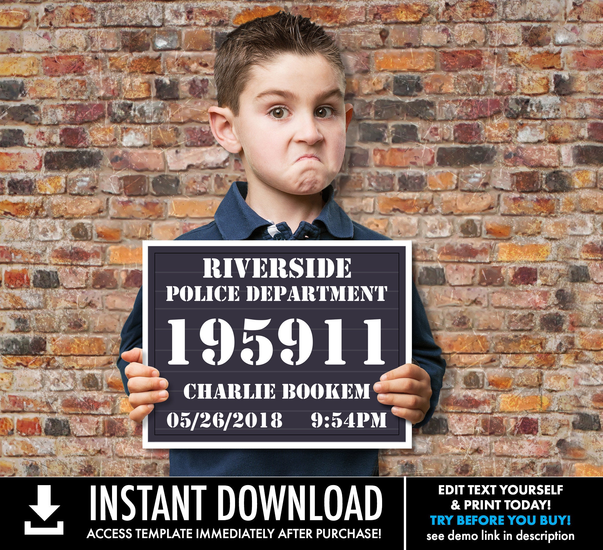 Mugshot Board Police Slate Sign Police Party Cops & | Etsy