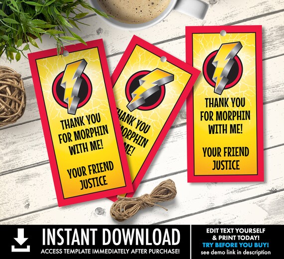 Power Ranger Inspired Favor Tags - Power Ranger Party, Thank You Tag ...