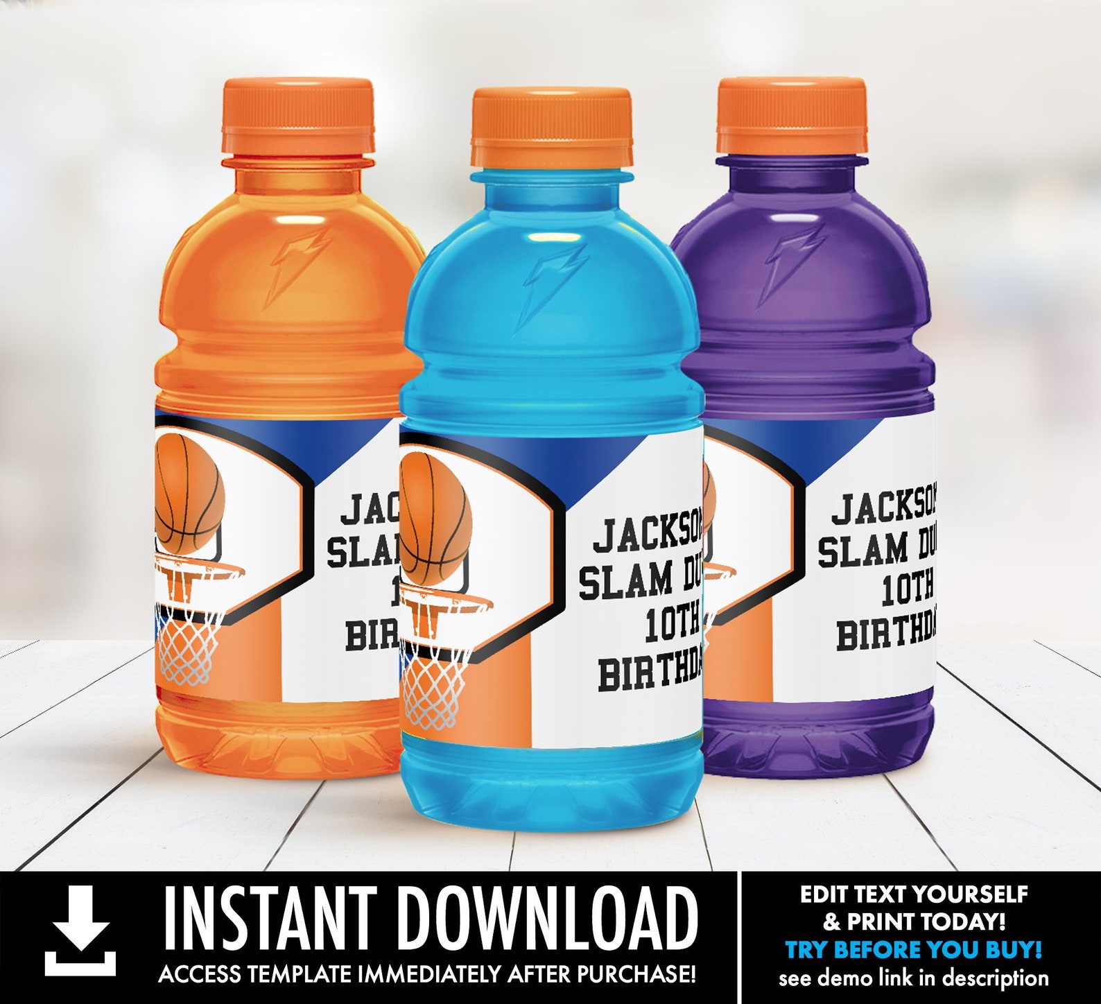 Basketball 12oz Gatorade Wrap/label Drink Labelbasketball - Etsy
