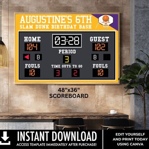 Basketball Scoreboard Printable 48"x36" Poster, Scoreboard Sign ...