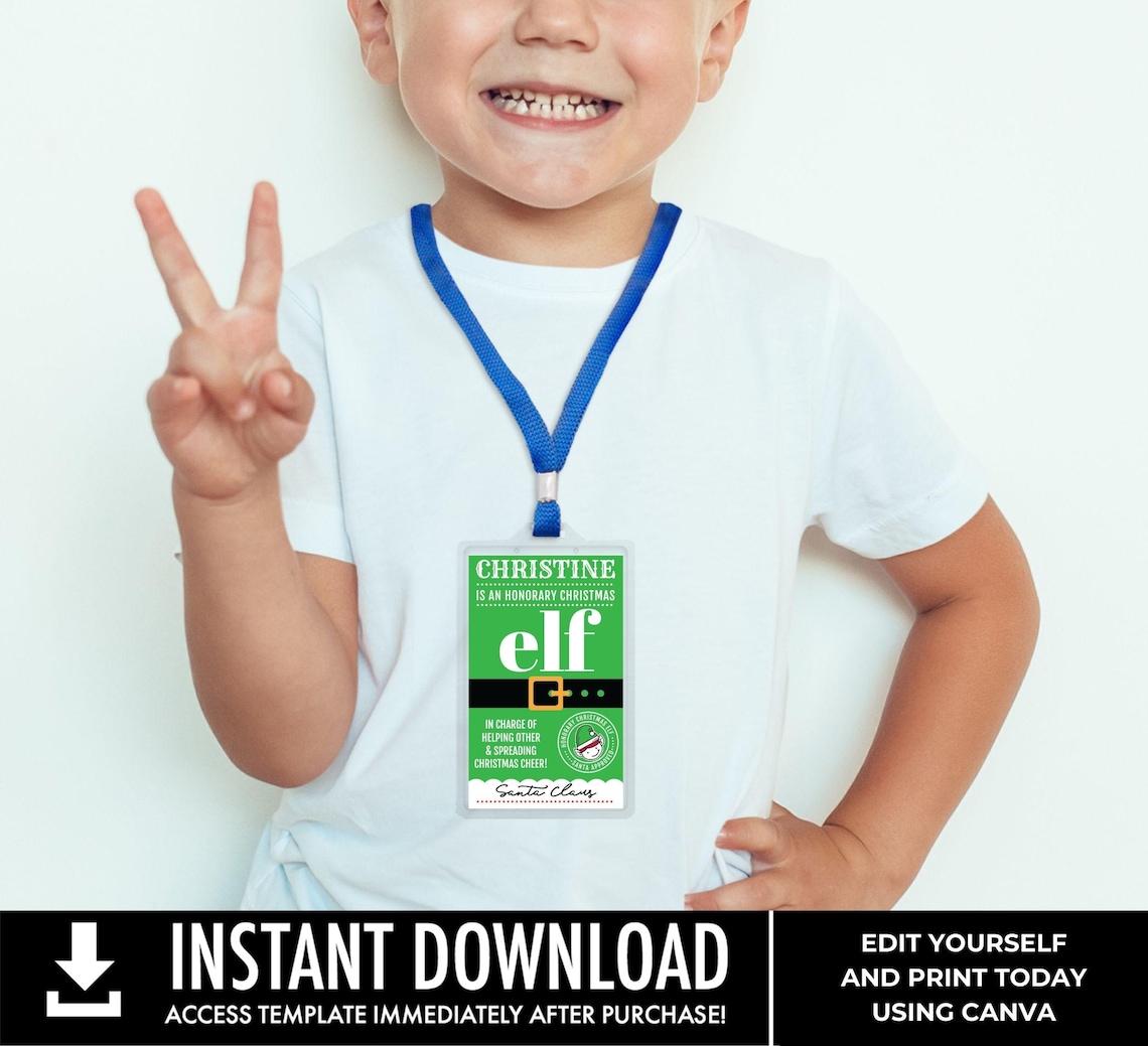 Christmas Elf Badge - Honorary Elf Badge, Elf Surveillance, Santa's ...