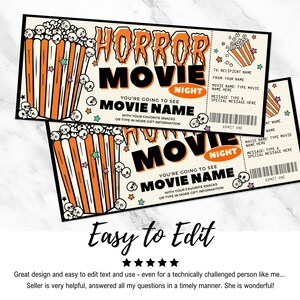 Halloween Horror Movie Night Ticket, Gift Certificate, Movie Ticket ...