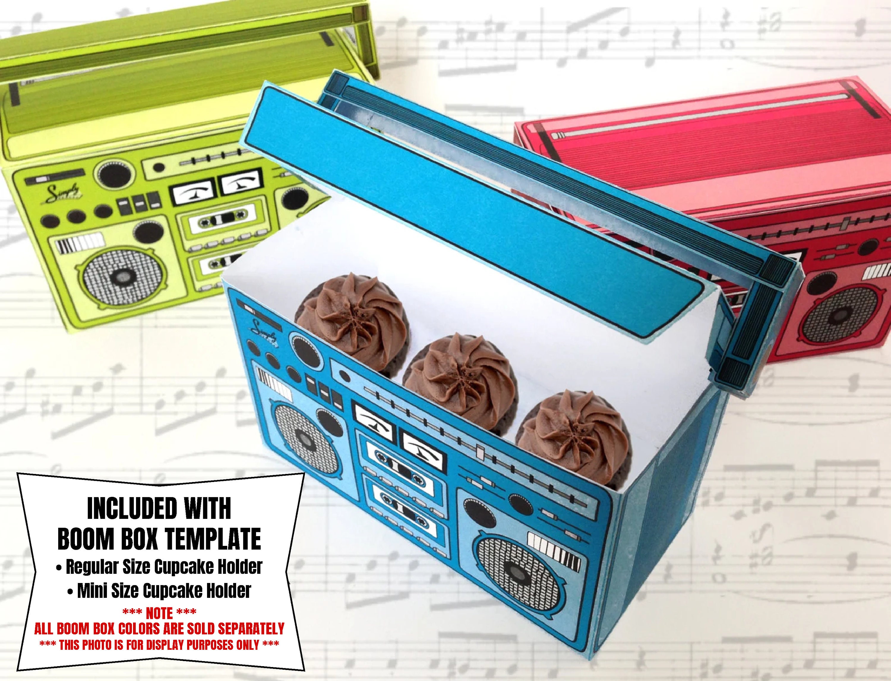 Boom Box Favor Box - Cupcake Box, 40th Birthday, 30th Birthday, 80's ...