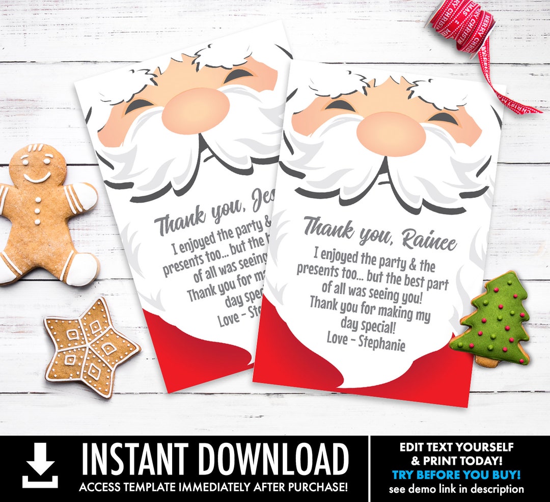 Santa Thank You Cards,christmas Thank You,christmas Card, Santa Baby ...