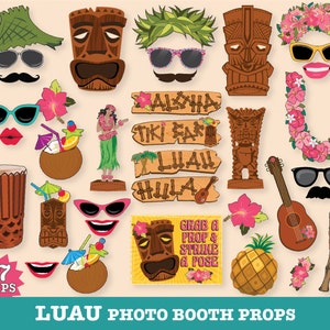 Hawaiian LUAU Photo Booth Props, Luau Props, Tropical Wedding, Shower ...