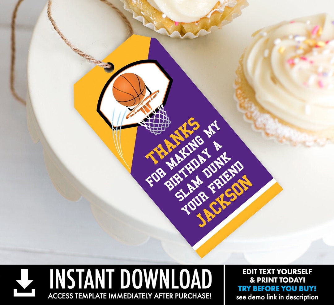 Basketball Favor Tag Basketball Party, Basketball Birthday, Thank You ...
