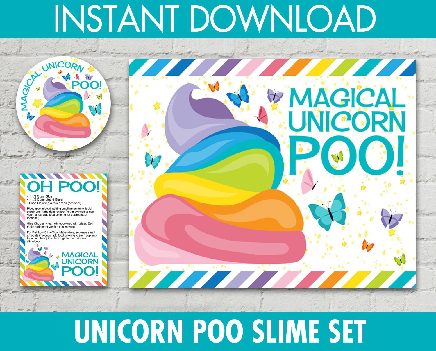 Unicorn Poo Set Poo 2.5 Jar Labels 8.5x10 | Etsy