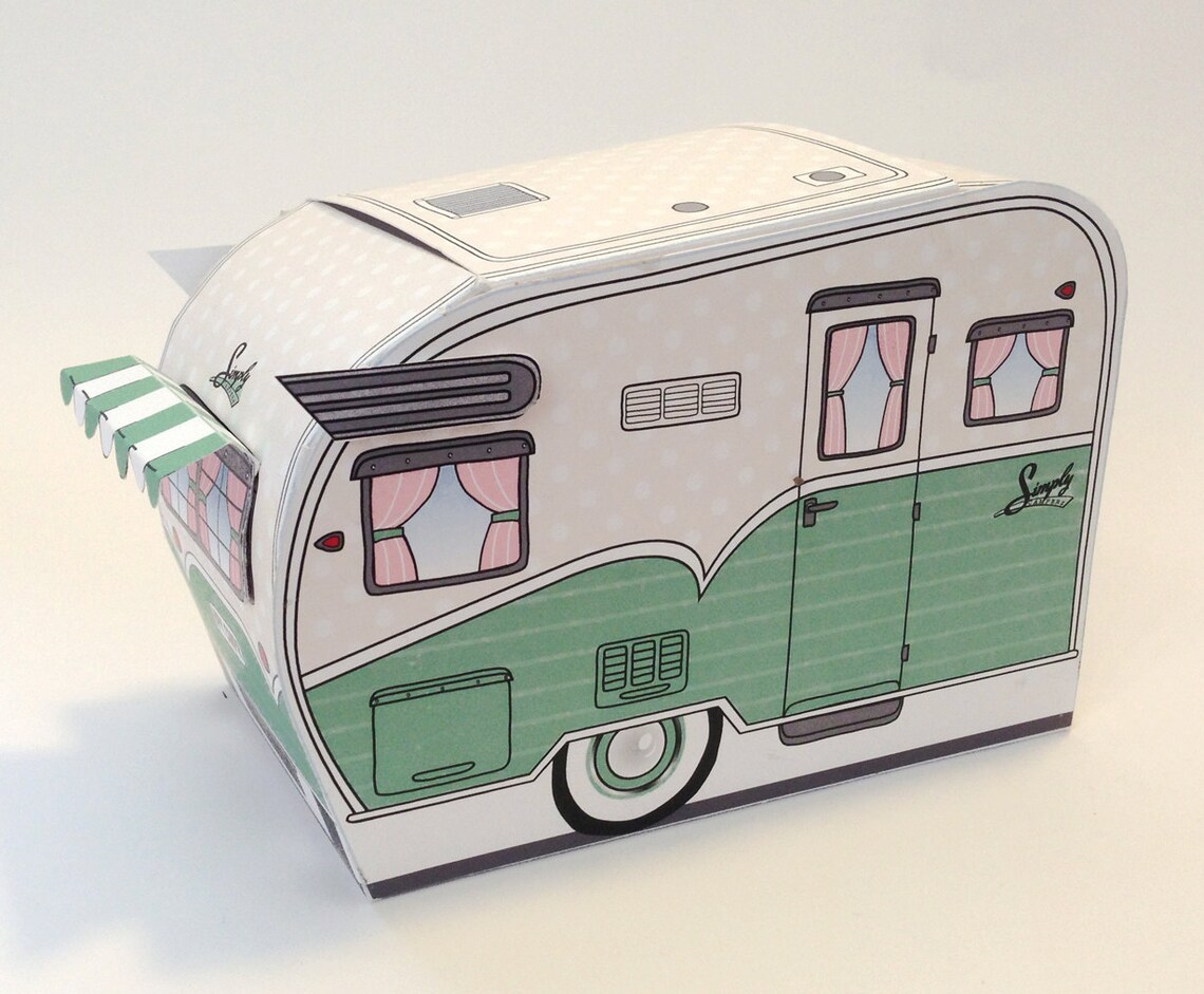 1950s RV Camper Trailer Box Caravan Box Cupcake Box Gift - Etsy