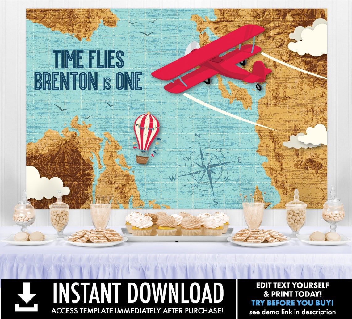 Airplane Party 60x40 Backdrop Biplane Aviator - Etsy