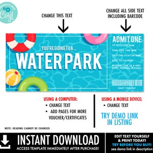 Water Park Gift Certificate, Water Park Surprise Gift Voucher You ...