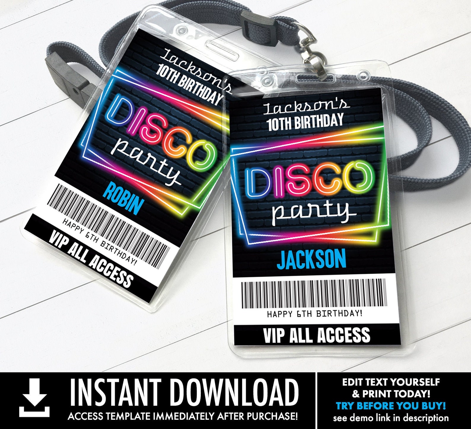 Disco Party VIP Badge Disco Theme Disco Party All Access | Etsy