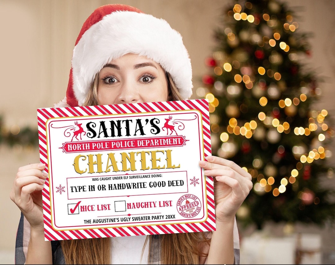 Christmas Mugshot, Photo Booth Prop, Santa's Nice Mugshot, Elf Report ...