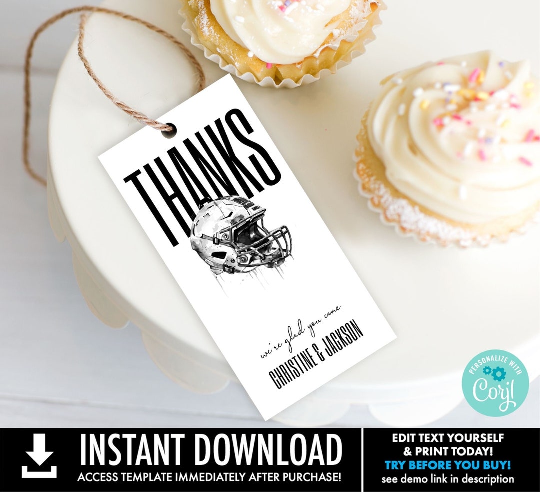 Football Party Favor Tags, Big Game Bowl Party Decor, Football Theme ...