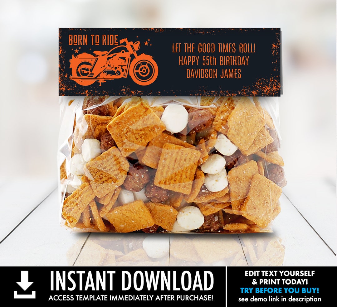 Motorcycle Treat Bag Topper - Motorcycle Party Favor, Motorcycle Theme ...