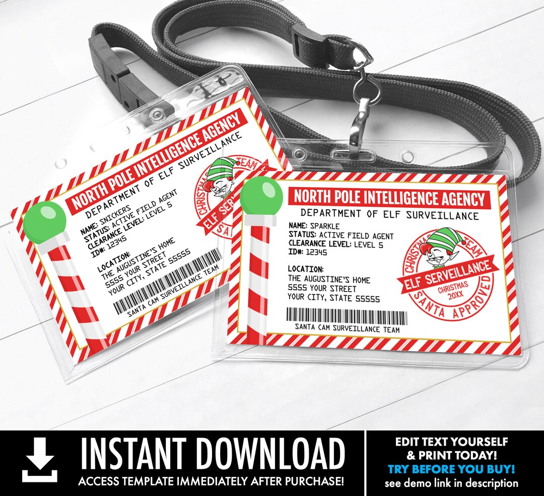 Elf ID Card Elf Surveillance, Santa Cam Surveillance Team Santa's North ...