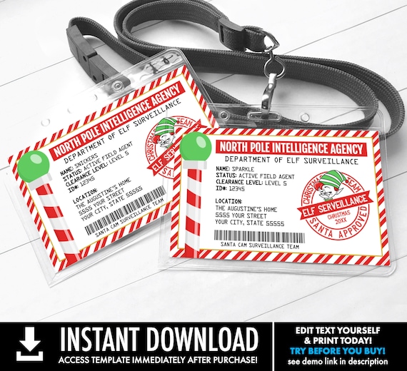 Elf ID Card - Elf Surveillance, Santa Cam Surveillance Team - Santa's ...