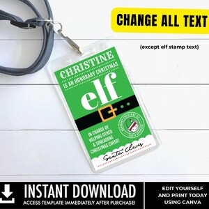 Christmas Elf Badge - Honorary Elf Badge, Elf Surveillance, Santa's ...