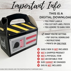 Ghost Trap Containment Box, Gable Box LABELS, Party Favor Box, Treat ...