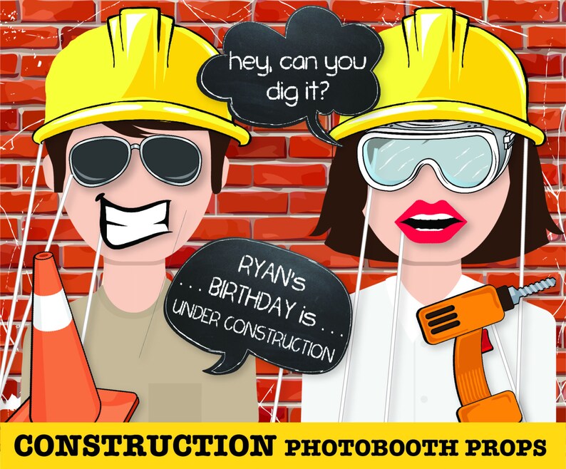 Construction Photo Booth Props Construction Birthday Big - Etsy