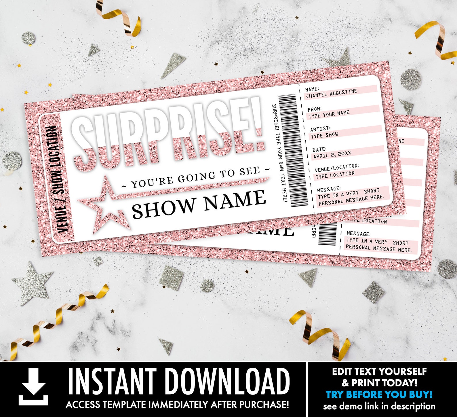 Surprise Concert Ticket Gift Voucher Christmas Birthday - Etsy