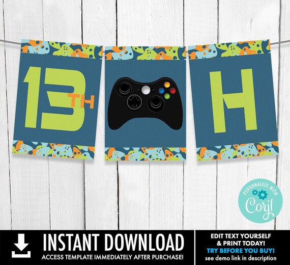 Video Game Party Banner - Gamer Birthday Party, Video Game Decorations ...