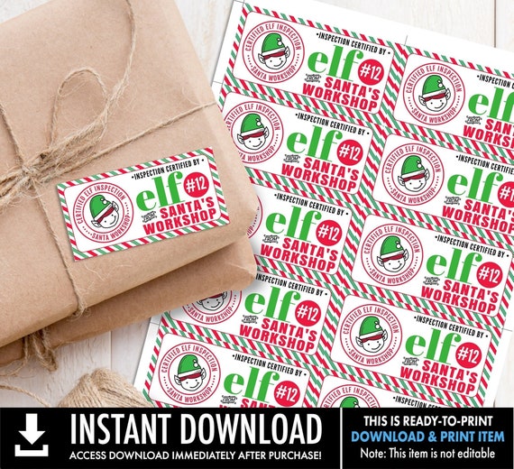 Elf Labels, Christmas Delivery - Elf Inspection Label Stickers | Ready ...
