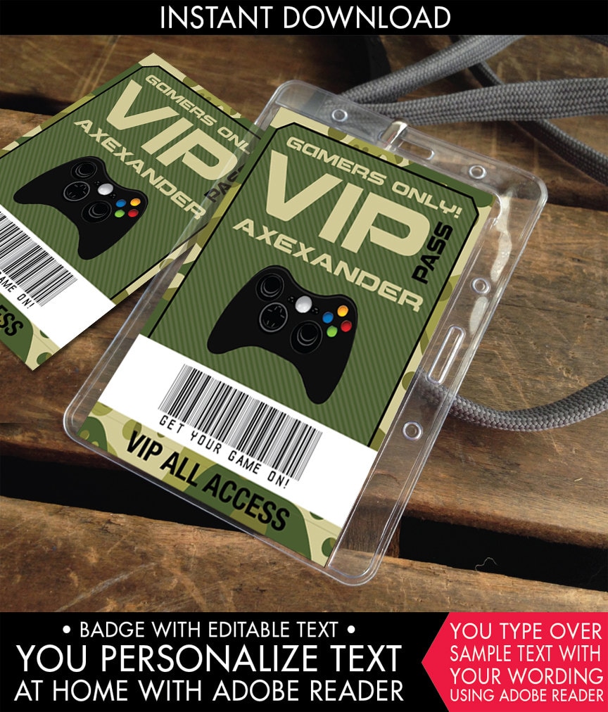Video Game Badges ID Badge Video Game Birthday Video Game | Etsy