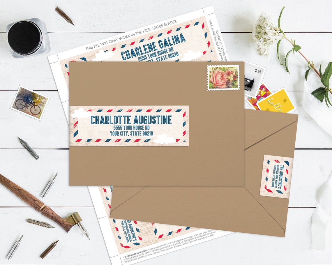 Airplane Wrap Address Printable Labels Airplane Birthday | Etsy