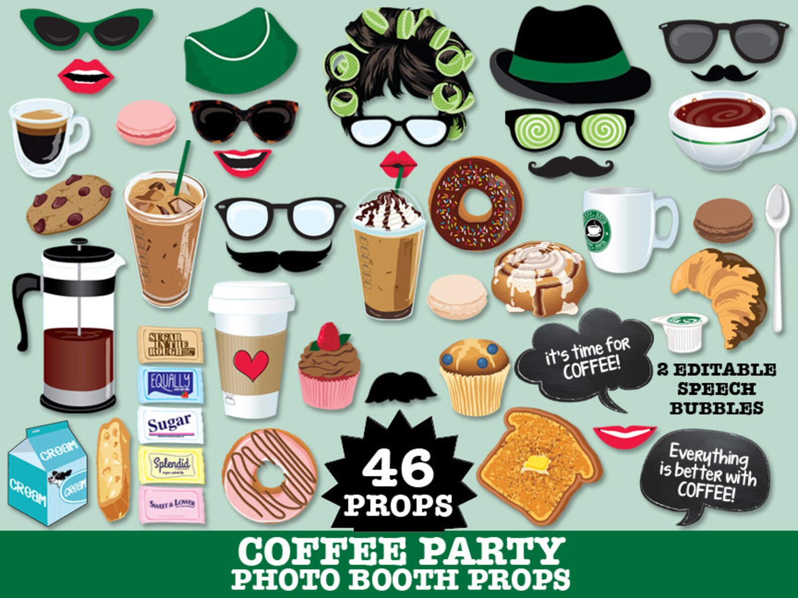 Coffee Party Photo Booth Props Donut Party Wedding Baby - Etsy