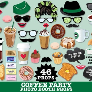 Coffee Party Photo Booth Props, Donut Party, Wedding, Baby Shower ...