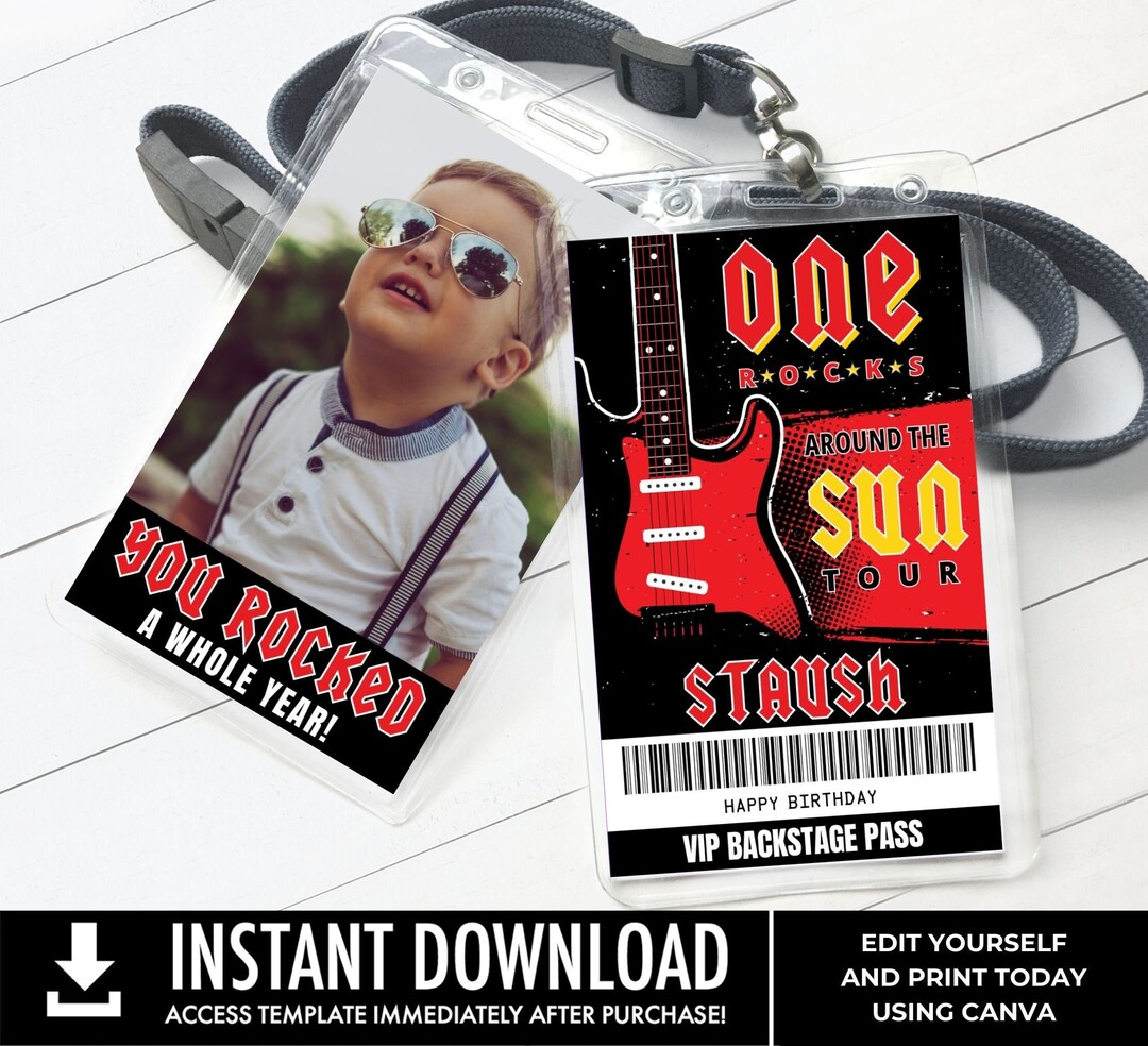 One Rocks VIP Photo Badges, Rock N Roll, Backstage Pass, Around the Sun ...