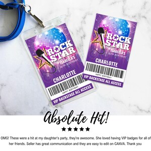 Rockstar Party VIP Badge, Party Like a Rockstar, Rock N Roll, Backstage ...