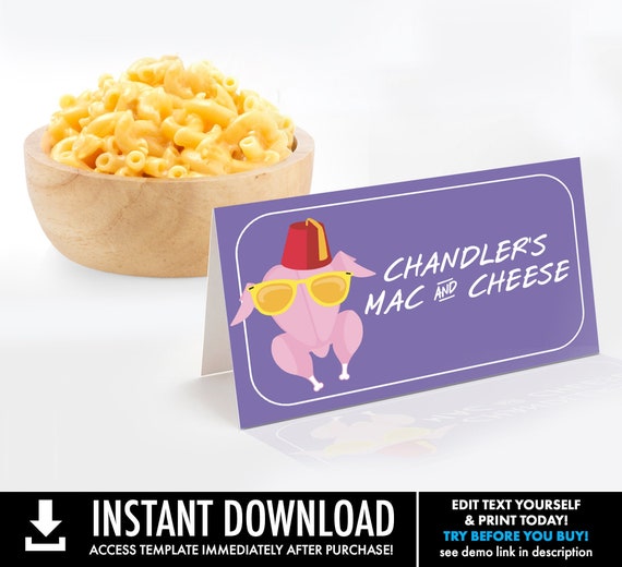 Friends Food Label - Friendsgiving, Friends TV Show, Table Tents,Place ...