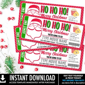 Christmas Movie Night SMALL TICKET Gift Certificate, Movie Ticket ...