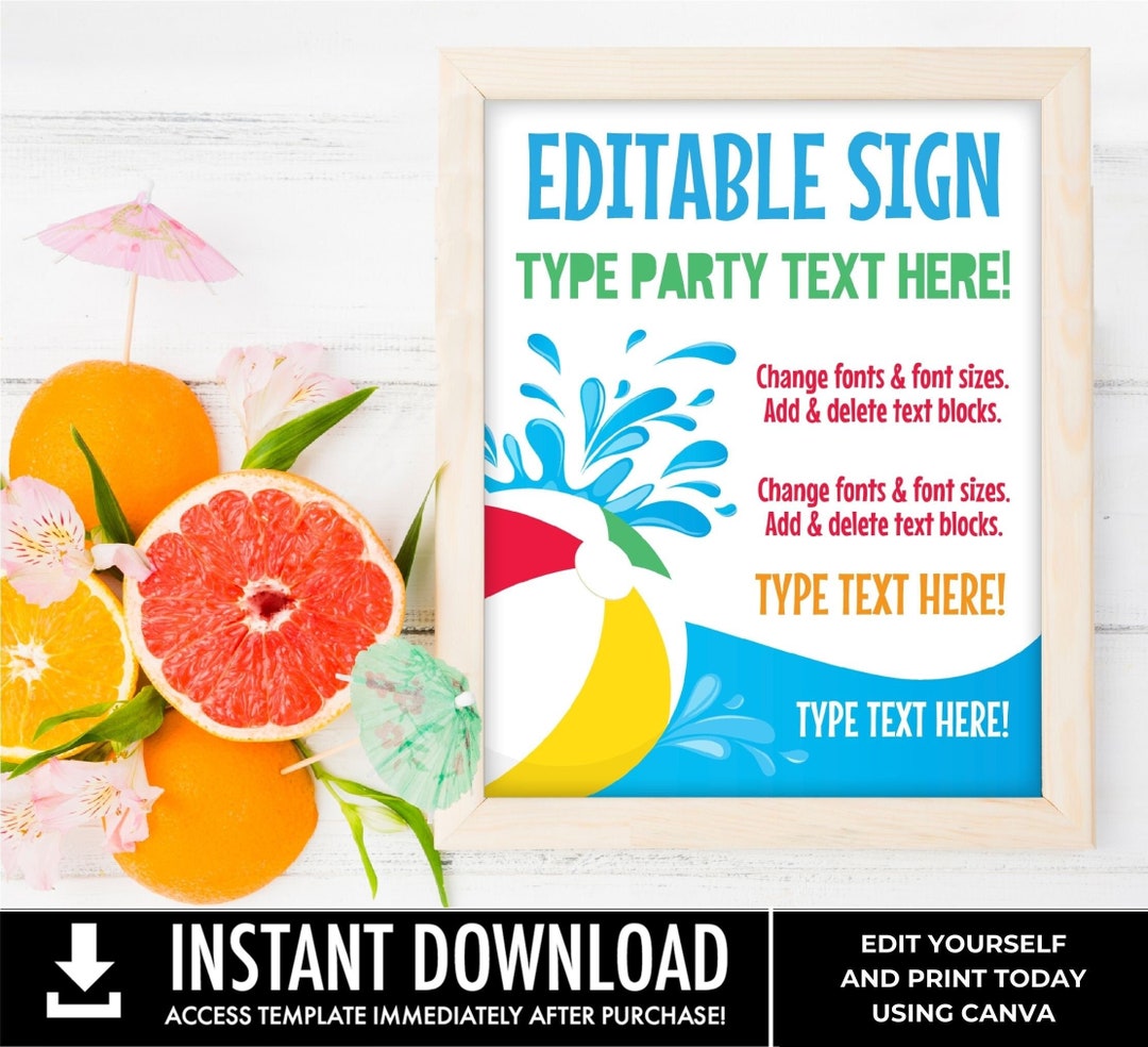 Pool Party Sign - 8x10 Sign Summer Party, Beach Party, Personalized ...